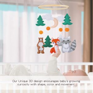 pinnkku woodland animal baby mobile | nursery mobiles | woodland nursery decor | crib mobile for baby boys and girls | crib bedding accessory| baby gift