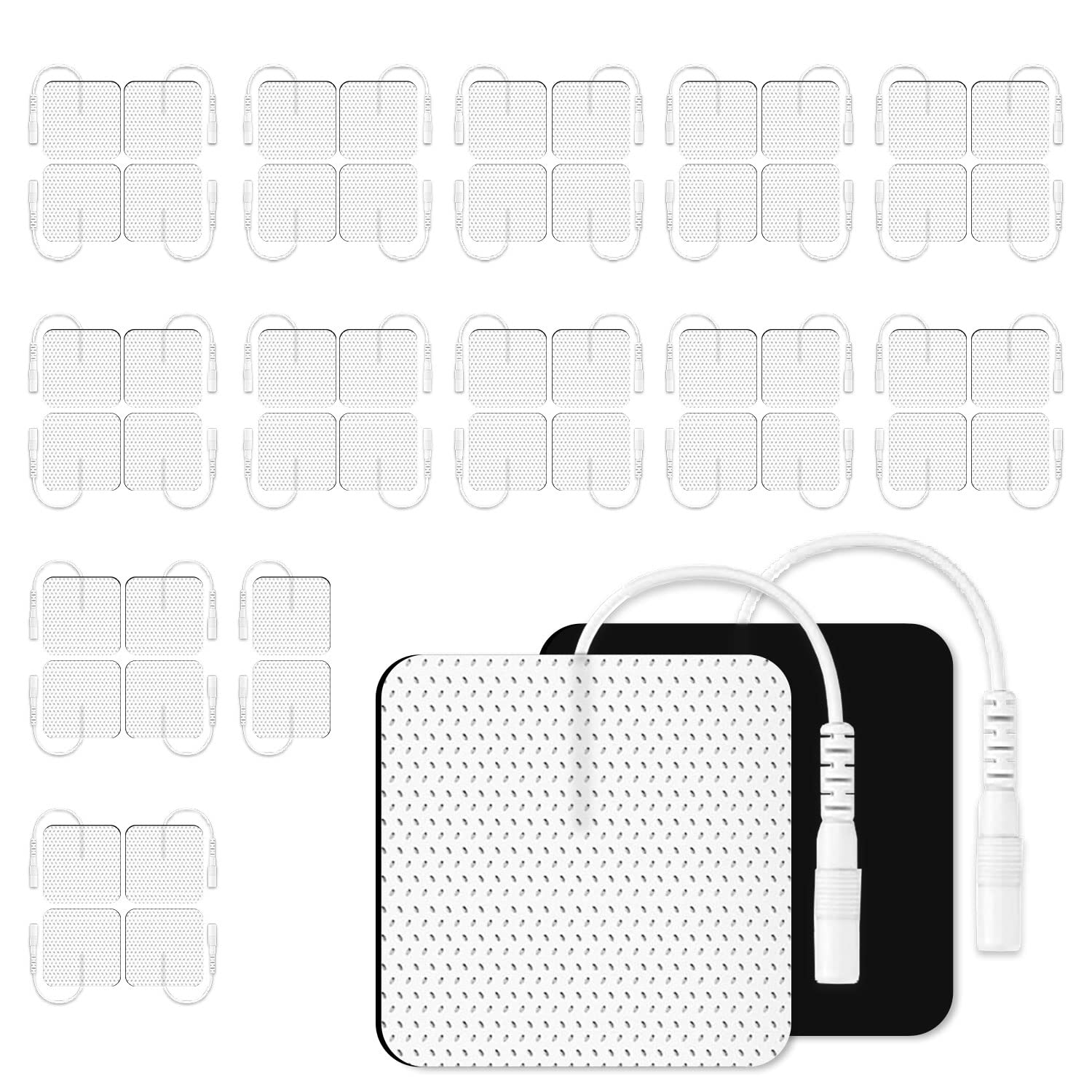 TENS Unit Replacement Pads - Pack of 50 Electrode Squares, EMS Muscle Stimulation & Electrotherapy Self-Stick Performance 2”x 2” tens Unit Pads Reusable and Latex-Free Red