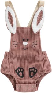 trosj newborn baby boy girl easter outfits sleeveless button corduroy cartoon bunny romper bodysuit summer clothes 0-12m (pink, 0-3 months)