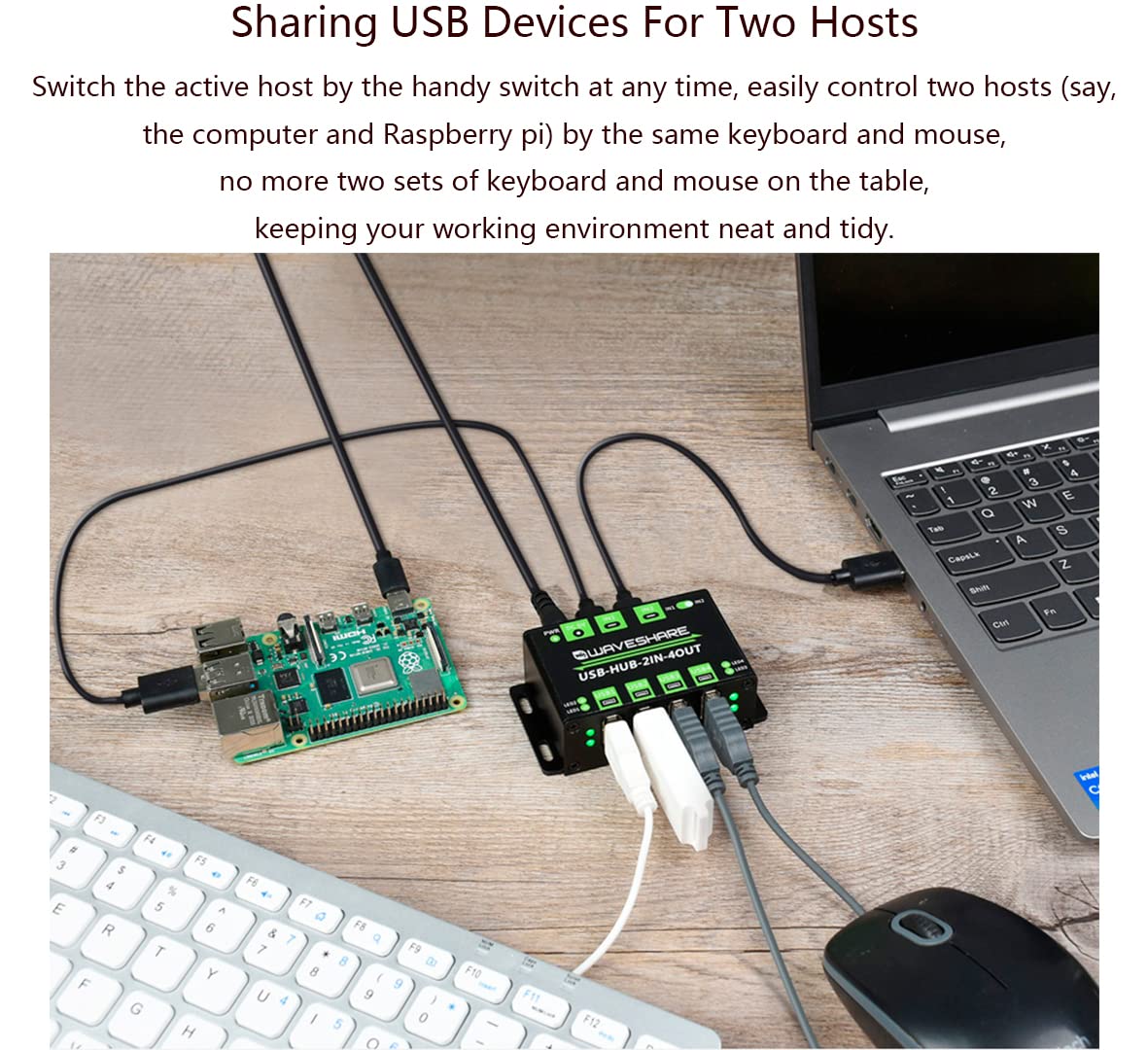 Industrial Grade USB HUB with 4X USB 2.0 Ports, Switchable Dual Hosts, Support Multi System Multi Protections ESD Protection TVS Diode Compatible with Linux, Windows 11/10 / 8.1/8 / 7 / XP