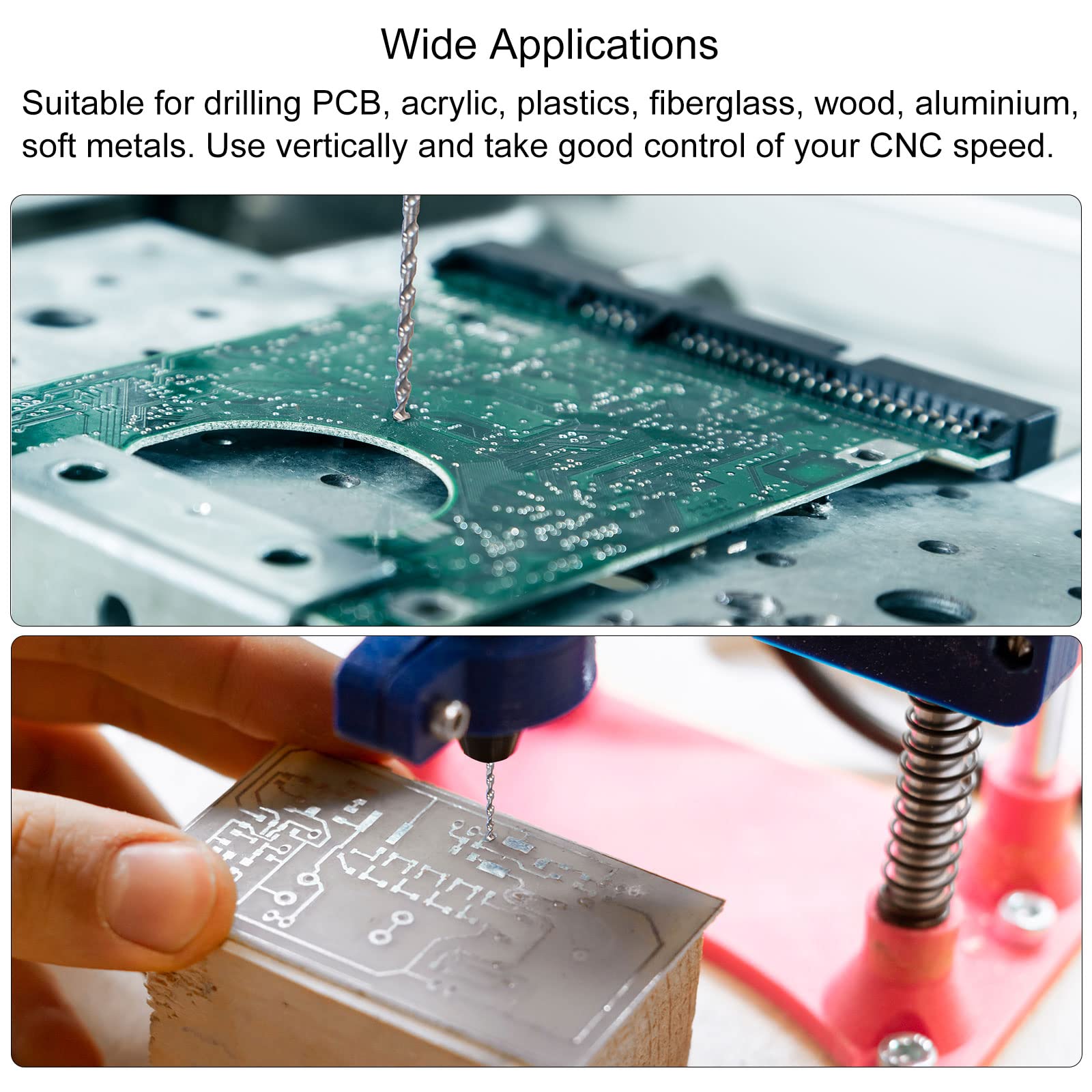 uxcell Micro PCB Drill Bit Set 0.8mm 0.9mm, 1/8" 3.175mm Shank Tungsten Carbide CNC Engraving Print Circuit Board Drill Bits Rotary Tool 20pcs