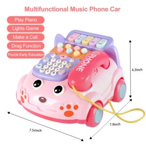 Children Telephone Toy Cartoon Simulated Landline Smartphone Drag Function Call Play Piano Early Education Music Learn Hit Hamster Children Enlightenment Brain Toys Creative Gift for Kids