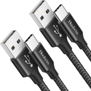 huukein usb to usb c cable 6.6ft, 2-pack fast charging usb a to type c charger cord braided for iphone 15/15 pro max plus, for samsung galaxy s22 s21 s20 s10 a13 a22 a23, pixel, black