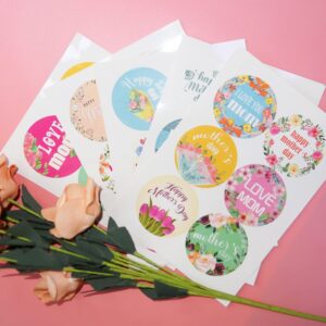 HADDIY Happy Mothers Day Stickers,144 Pcs 2 Inches Floral Mom Labels Stickers in Bulk for Mother's Day Cards,Cookies,Envelopes Seals,Flowers and Gifts Wrapping Decoration