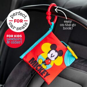 KIDS PREFERRED Disney Baby Mickey Mouse High Contrast Soft Book with On The Go Clip and Teether, 5 Inches, Multicolor (KP81255)