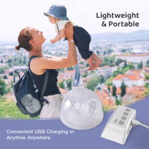 Kompoll Wearable Breast Pump Double Electric Breast Pump 24 mm Hands-Free Breast Pump 2 Mode & 5 Levels Portable Breast Pump Electric Worn in-Bra Wireless Breast Pump Breastfeeding Gray