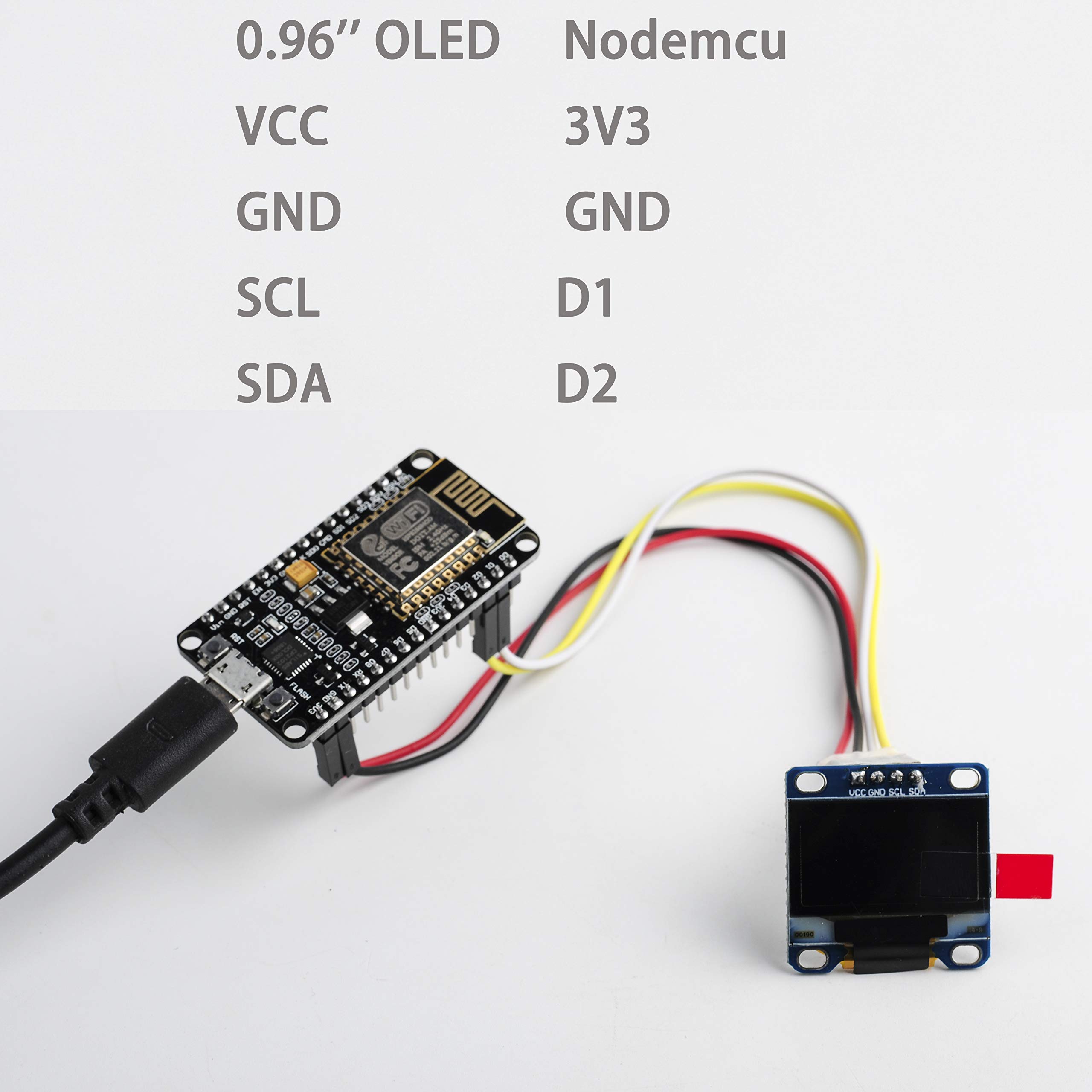 DEVIT V1 ESP32-WROOM-32 + 0.96 Inch Yellow&Blue I2C OLED Display Module