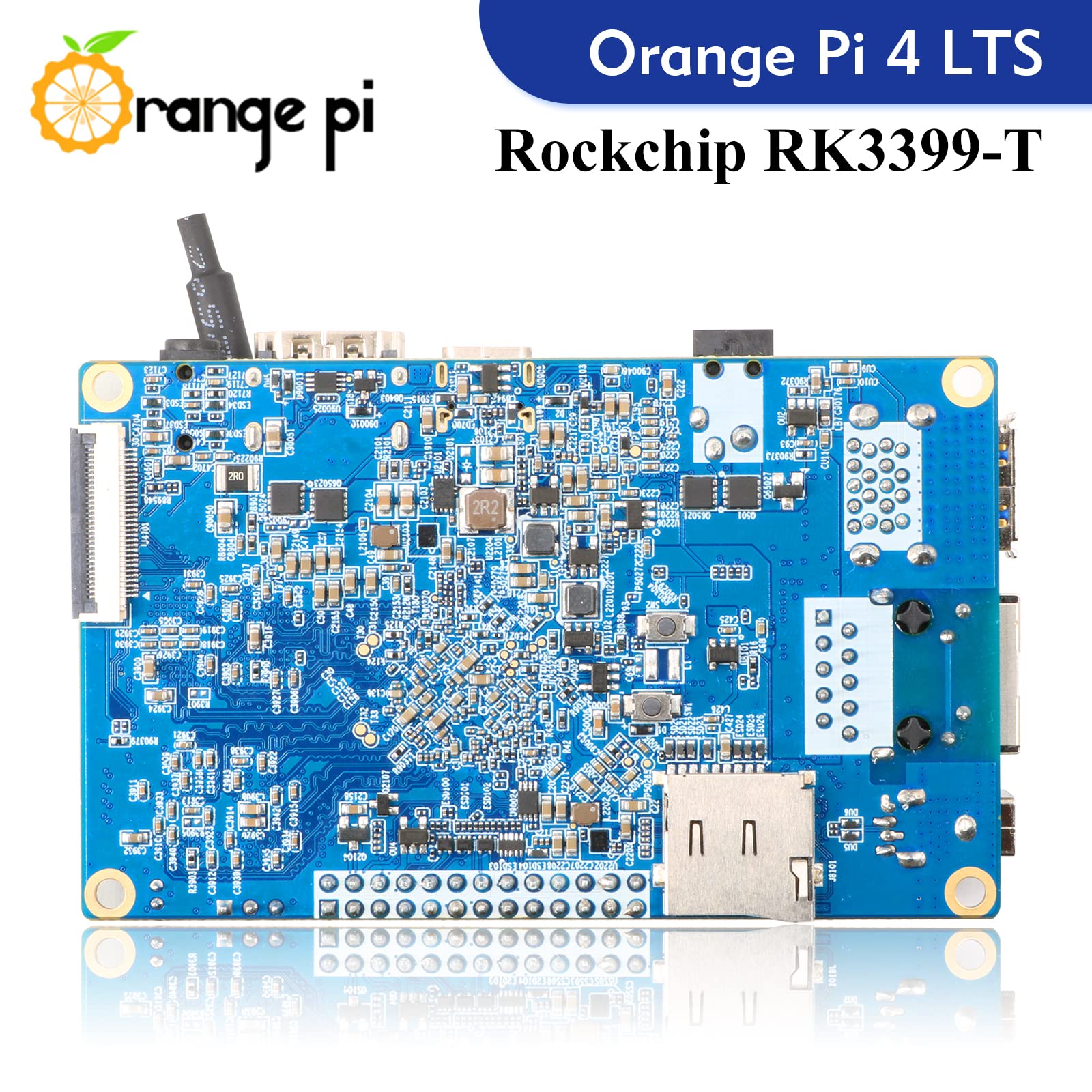 Orange Pi 4 LTS 3GB LPDDR4 Rockchip RK3399 Six Core ARMR 64 Bit with 16GB EMMC, Single Board Computer Run Android, Ubuntu, Debian OS (Pi 4 LTS 3GB +16GB EMMC)