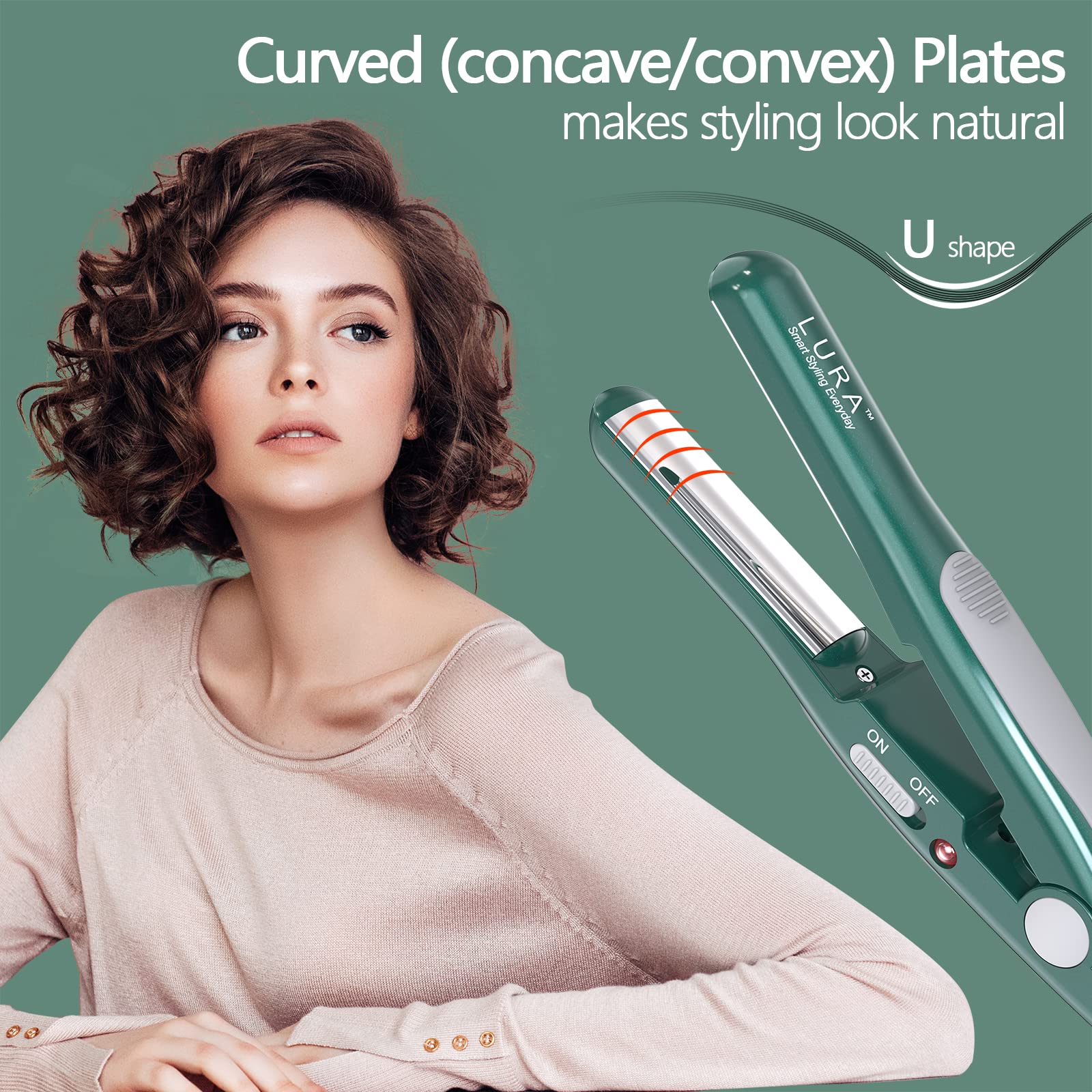 Small Flat Iron for Pixie Haircut:1/2 Inch Nano Titanium Curved Plates Straightener,Mini Travel Hair Straightener for Short Hair,Tiny Portable Hair Straightening Irons