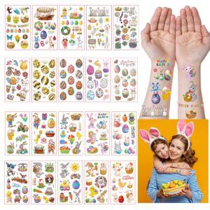 easter tattoos stickers for kids (231pcs) for hand body face temporary tattoo easter bunny decorations, easter basket, easter eggs activity (easter bunny eggs decorations)