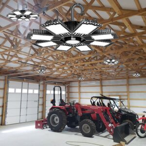 Fucoda LED Shop Light 250W Eqv 800W 35000lm High Bay Light, Daylight White No-Dimmable, Ceiling Hook Hanging LED Barn Light with 5ft US Plug, Ideal for Workshop, Shop, Garage, Warehouse (250W 4Pack)