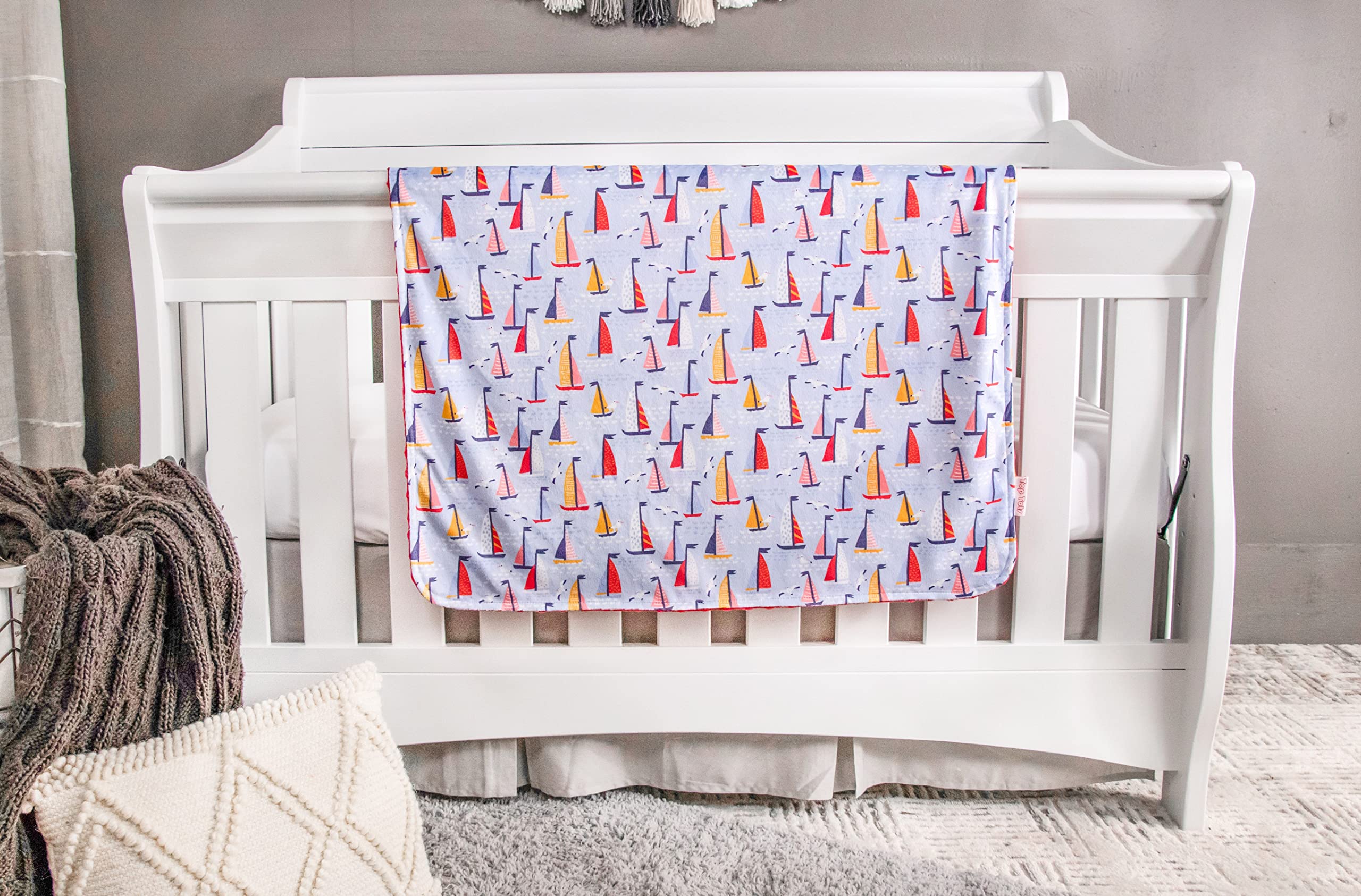 Top Tots Deluxe Minky Baby Blanket - Seahorse, Starfish and Jellyfish, 40 x 29 Inch Mint