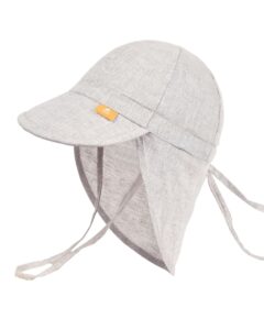 baby sun hat upf 50+ adjustable linen breathable infant quick drying summer beach hat with neck flap swim hat for baby boys girls beige