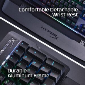 HyperX Alloy MKW100 – Mechanical Gaming Keyboard, Dynamic RGB Lighting, Onboard Memory to Save Lighting Profiles, Dust-Proof Mechanical switches, Brushed Aluminum Frame, Detachable Wrist Rest