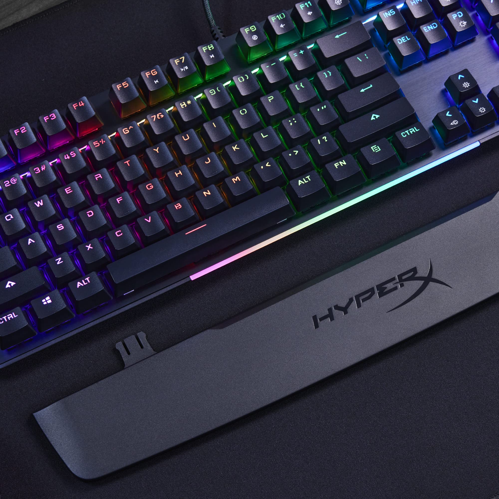 HyperX Alloy MKW100 – Mechanical Gaming Keyboard, Dynamic RGB Lighting, Onboard Memory to Save Lighting Profiles, Dust-Proof Mechanical switches, Brushed Aluminum Frame, Detachable Wrist Rest