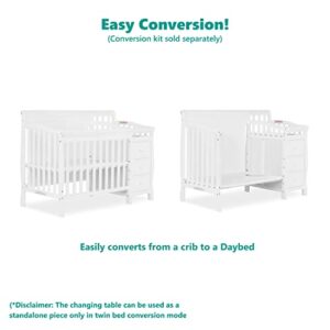 Dream On Me Jayden 4-in-1 Full Panel Mini Convertible Crib and Changer in White, Non-Toxic Finish, Made of Solid Pinewood, 3-Position Mattress Support System, Comes with 1'' Changing Pad