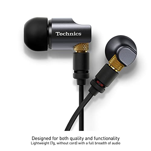 Technics Premium in- Ear Monitors IEM, High-Fidelity Wired in-Ear Earbuds Earphones with Innovative 10mm Driver for Ultra-Low Distortion - EAH-TZ700, Black/Gold