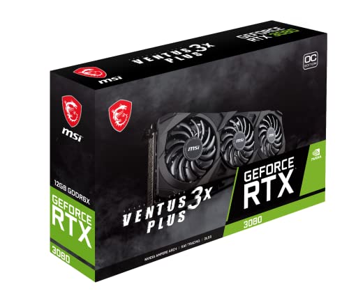 MSI Gaming GeForce RTX 3080 LHR 12GB GDRR6X 384-Bit HDMI/DP Nvlink Torx Fan 3 Ampere Architecture OC Graphics Card (RTX 3080 Ventus 3X Plus 12G OC LHR)