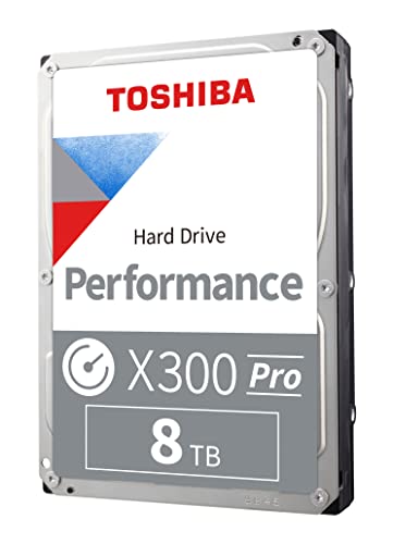 Toshiba X300 PRO 8TB High Workload Performance for Creative Professionals 3.5-Inch Internal Hard Drive – Up to 300 TB/Year Workload Rate CMR SATA 6 GB/s 7200 RPM 256 MB Cache - HDWR480XZSTB