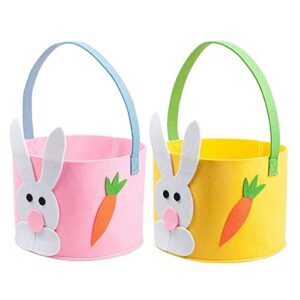 easter baskets for kids empty felt bunny basket easter bunny ears bags with rabbit ears easter egg hunting tote bag easter rabbit gift storage bucket toys easter decor eggs candy gifts storage (a)