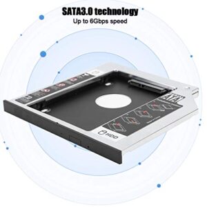 Gaeirt SSD Tray, 9.5mm Thichness Aluminium Alloy Durable 6Gbps SATA3.0 State Drive Bracket for Replacement