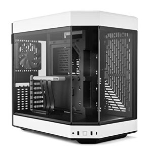 hyte y60 modern aesthetic dual chamber panoramic tempered glass mid-tower atx computer gaming case with pcie 4.0 riser cable included, white (cs-hyte-y60-bw)