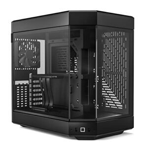 hyte y60 modern aesthetic dual chamber panoramic tempered glass mid-tower atx computer gaming case with pcie 4.0 riser cable included, black (cs-hyte-y60-b)