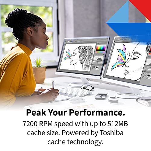 Toshiba X300 PRO 8TB High Workload Performance for Creative Professionals 3.5-Inch Internal Hard Drive – Up to 300 TB/Year Workload Rate CMR SATA 6 GB/s 7200 RPM 256 MB Cache - HDWR480XZSTB