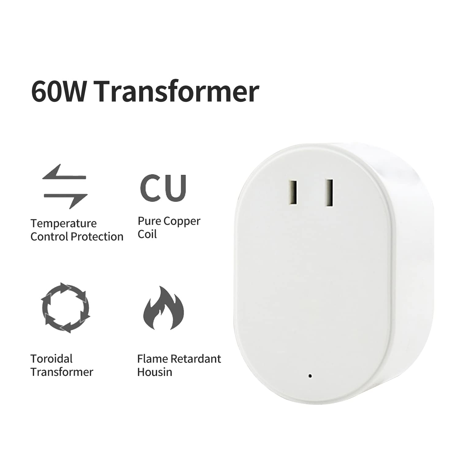 60W Step Up Voltage Converter 110V to 220V Lightweight Transformer and Travel Power Adapter US to EU Appliances with Circuit Breaker Protection