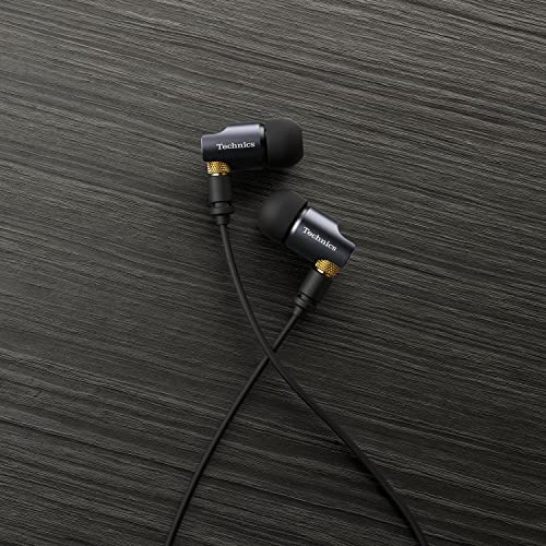 Technics Premium in- Ear Monitors IEM, High-Fidelity Wired in-Ear Earbuds Earphones with Innovative 10mm Driver for Ultra-Low Distortion - EAH-TZ700, Black/Gold