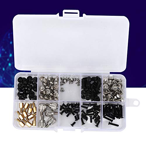 Metal Screws Assortment, Various Specifications High Strength Standard Size Mounting Screw Kit 165PCS with Plastic Case for Office Devices