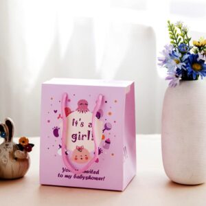 YMULAS 50 PCS Baby Shower Favor Boxes for Guests Girls It’s a Girl Baby Shower Party Supplies Pink Chocolate Packaging Box Candy Box Gift Box Bag for Baby Shower (Pink-M)