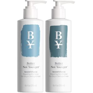 better not younger second chance repairing shampoo and conditioner bundle, for dry/damaged hair, 8 oz.