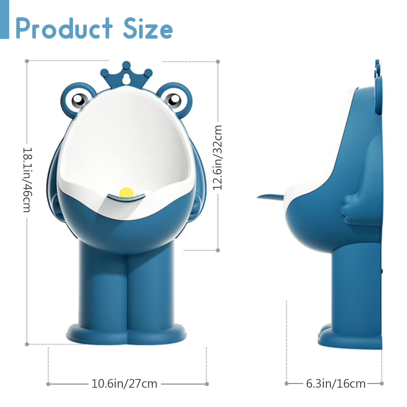 Frog Pee Training,Standing Potty Training Urinal for Boys Toilet with Funny Aiming Target - DEEP Blue