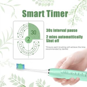 Sonic Electric Toothbrush for Kids and Sensitive Teeth Adult, Gentle Brushing Electric Toothbrush with 4 Medium Brush Heads, 6 Modes with 2 Minutes Smart Timer, Rechargeable Kids Electric Toothbrushes