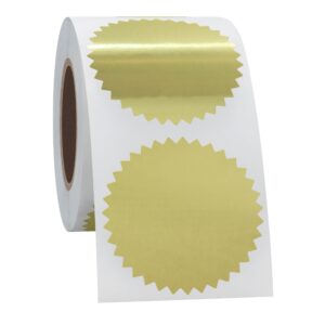 hycodest 2" certificate paper reward stickers embossing labels 300 stickers (gold)