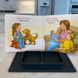 Media Mat - Silicone Food Placemat with Built-in Tablet/Phone/Media Stand for Kids, Toddler, Baby (Charcoal) Dishwasher Safe, Easy to Clean