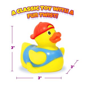 JA-RU Water Squirt Rubber Ducks (1 Duck Assorted) Fun Toddlers Baby Bath Tub Pool Toy 3" Rubber Duckies for Kids, Sensory Play, Stress Relief, Stocking Stuffers Supply in Bulk. 1178-1