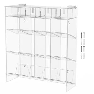 tube rack clear acrylic 12 compartment 15.25" x 17.75" wall mount with hanging hardware or countertop clinics hospitals food industry and pharmaceutical easy access lightweight by marketing holders