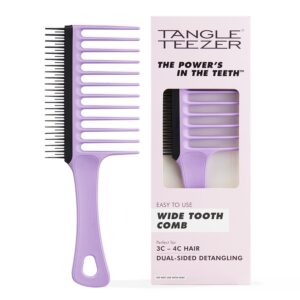 tangle teezer the wide tooth comb for curly hair, double-sided detangling comb for all hair types, wet and dry detangling, lilac