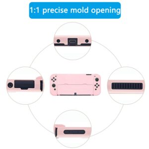 OLDZHU Dockable Pink Case Compatible with Nintendo Switch OLED Model 2021,Ultra-Slim Hard Protective Case Cover for Nintendo Switch OLED with Glass Screen Protector and 4 Pack Thumb Caps