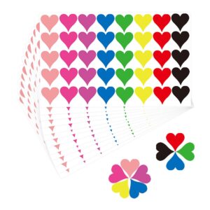 colorful heart sticker labels, 3/4 inch decorative heart envelope sealing stickers heart shape paper labels for wedding invitation card,gifts packaging,scrap booking,valentine's day,boxes.(1200 pcs)