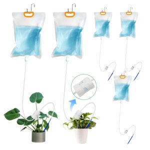 huhkouae 5pcs plant drip bag, plants automatic drip irrigation with valve kits,for plant flower life house device watering system