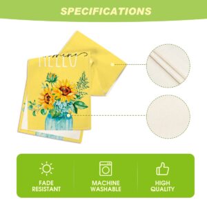 Artoid Mode Yellow Hello Sunshine Sunflower Summer Table Runner, Spring Seasonal Anniversary Holiday Kitchen Dining Table Decoration for Indoor Outdoor Home Party Decor 13 x 108 Inch