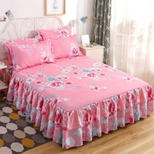 ruffled bed skirt drop dust skirt and area rug soft fade resistant machine washable lightweight breathable weave knit bedding coverlets bedspreads quilt (color : light pink 2, size : 180cmx200cm)