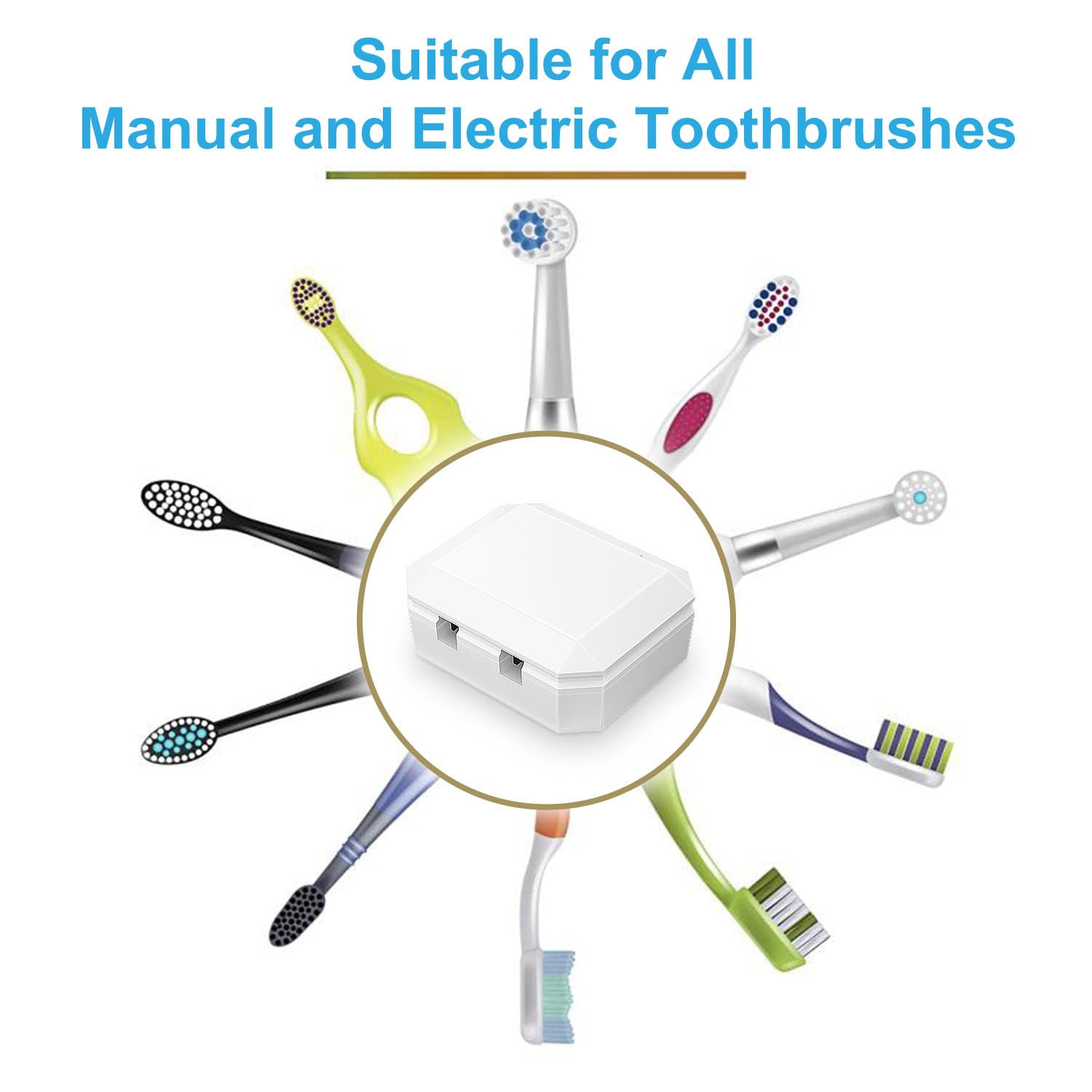 TAISHAN UV Toothbrush Case Sanitizer，Rechargeable Portable Mini Toothbrush Holder with Mirror,Kills 99.9% of Germs，Fits All Toothbrushes for Electric and Manual,Safety Feature for Home and Travel