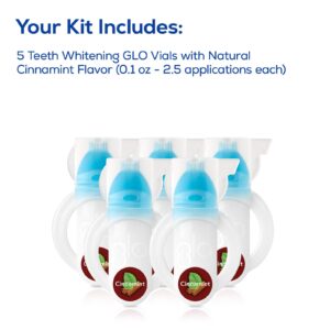 GLO Vial Teeth Whitening Gel Treatment Kit — Fast & Pain-Free Results, Designed For Sensitive Teeth — Cinnamint Flavor, Great Alternative To Strips & Trays — 5 Pack