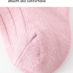 BEHELE Baby Girls Knee High Socks Toddlers Newborn Infant Bow Princess Dress Dance Knit Socks Tube Ruffled Uniform Stockings (0-6 Months)