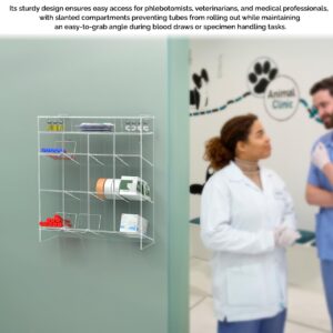 Tube Rack Clear Acrylic 12 Compartment 15.25" x 17.75" Wall Mount with Hanging Hardware or Countertop Clinics Hospitals Food Industry and Pharmaceutical Easy Access Lightweight by Marketing Holders