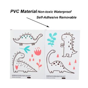 Maydahui Cute Black Dinosaur Wall Sticker Minimalist Dino Animal Plant Wall Decals(50x50 Inch) Peel & Stick Removable Decals for Girls Boys Bedroom Playroom Nursery Décor